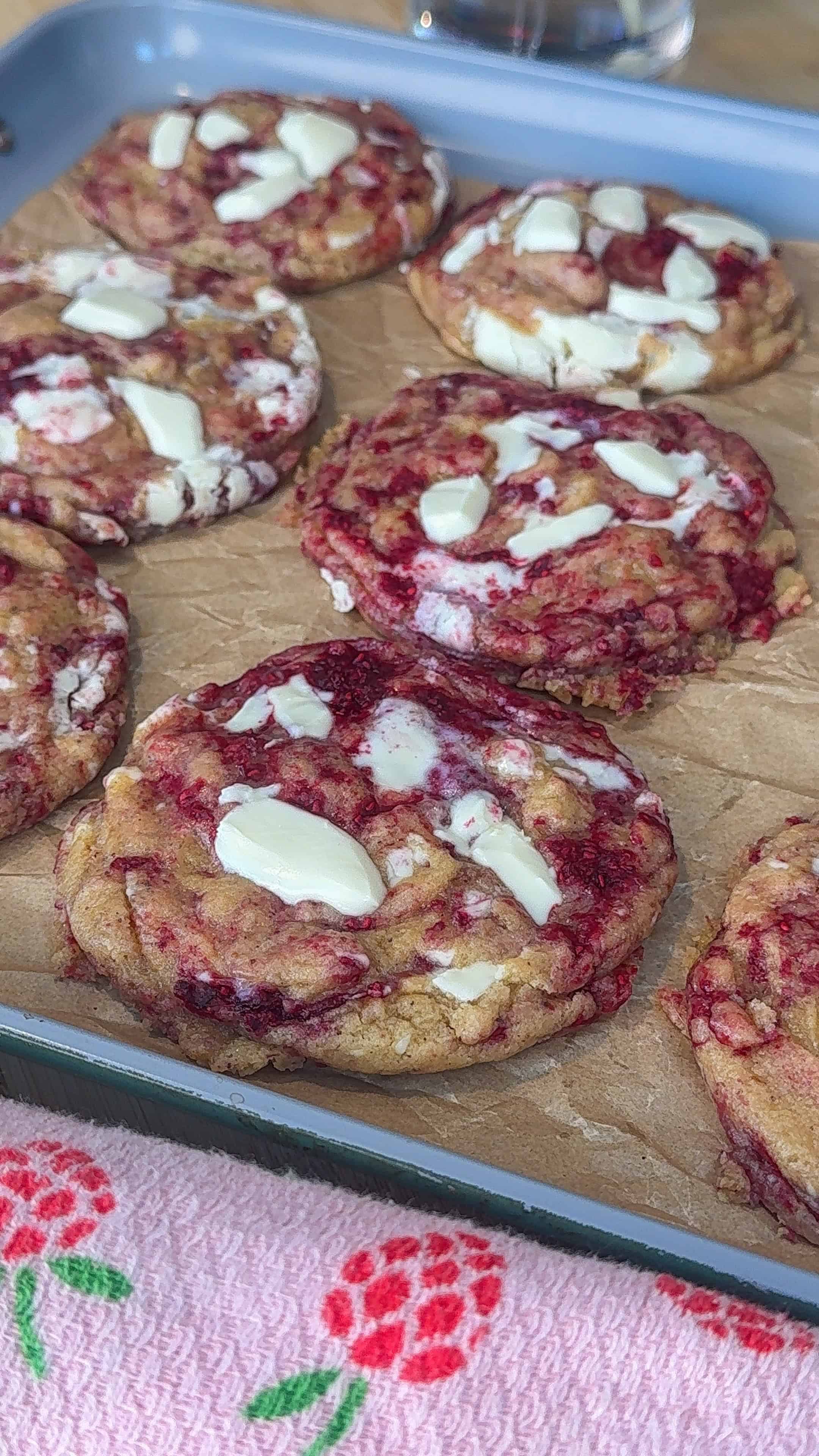 Brown Butter Raspberry White Chocolate Chunk Cookies - Munchies By Mallory